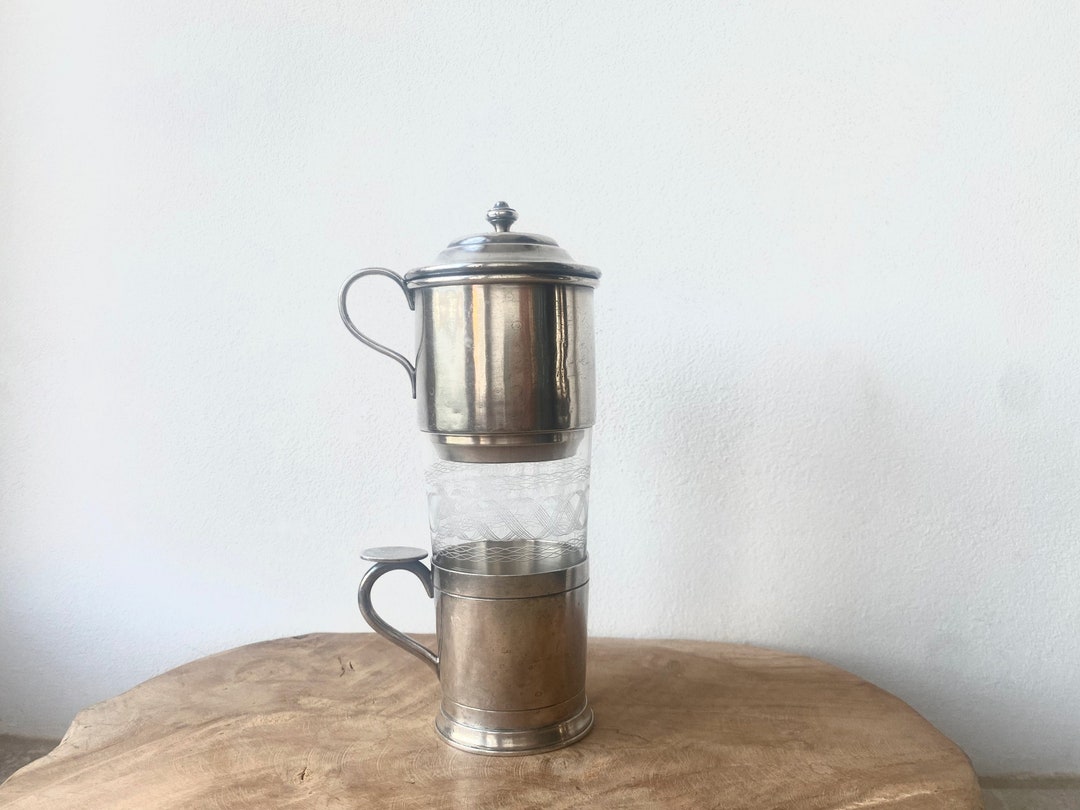 Antique Glass and Silver Cafetiere, Old Coffee Maker, Silver Plate - Etsy