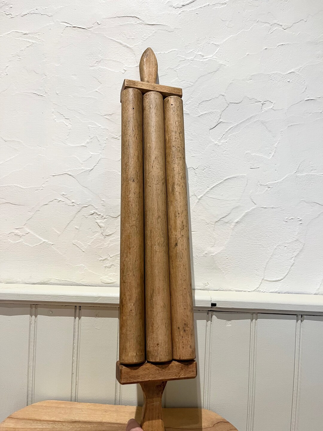 Vintage Large 3 Dowel Rolling Pin, Wooden Roller, Pasta Rolling Pin ...