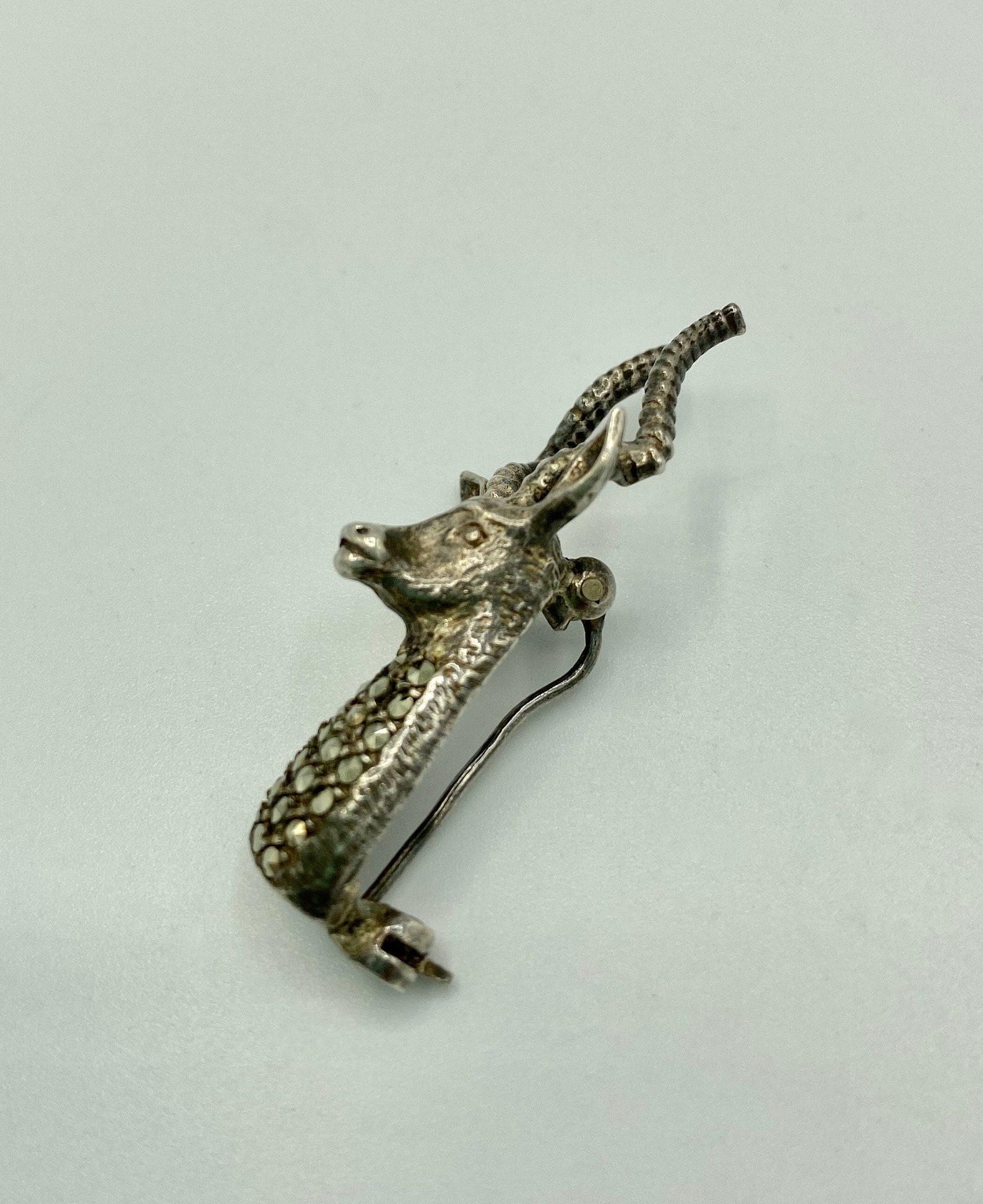 Vintage Sterling Silver Stag Brooch With Marcasite Vintage - Etsy