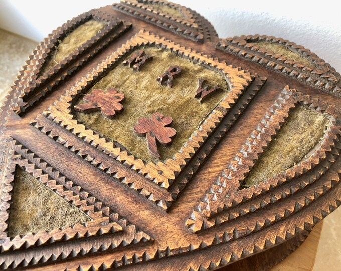 Antique Heart Shaped Tramp Art Box, Folk Art, Collectible Tramp Art - Etsy
