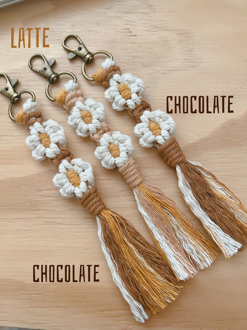 Macrame Flower Keychain - Etsy