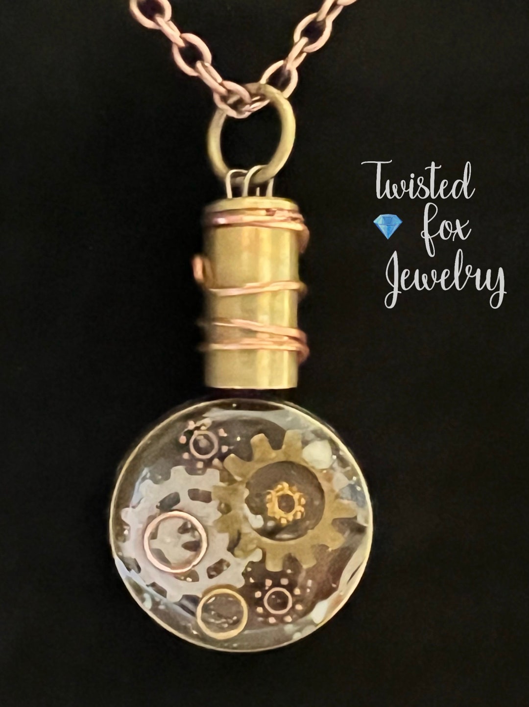 Steampunk Style Gear Resin Bullet Pendant Necklace - Etsy