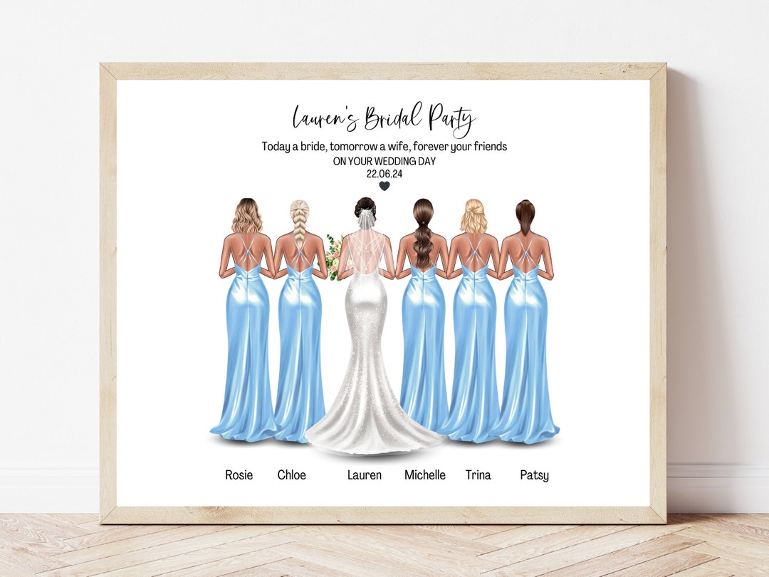 Personalised Bridesmaid Print for Bride on Wedding Day Bridal Gift ...