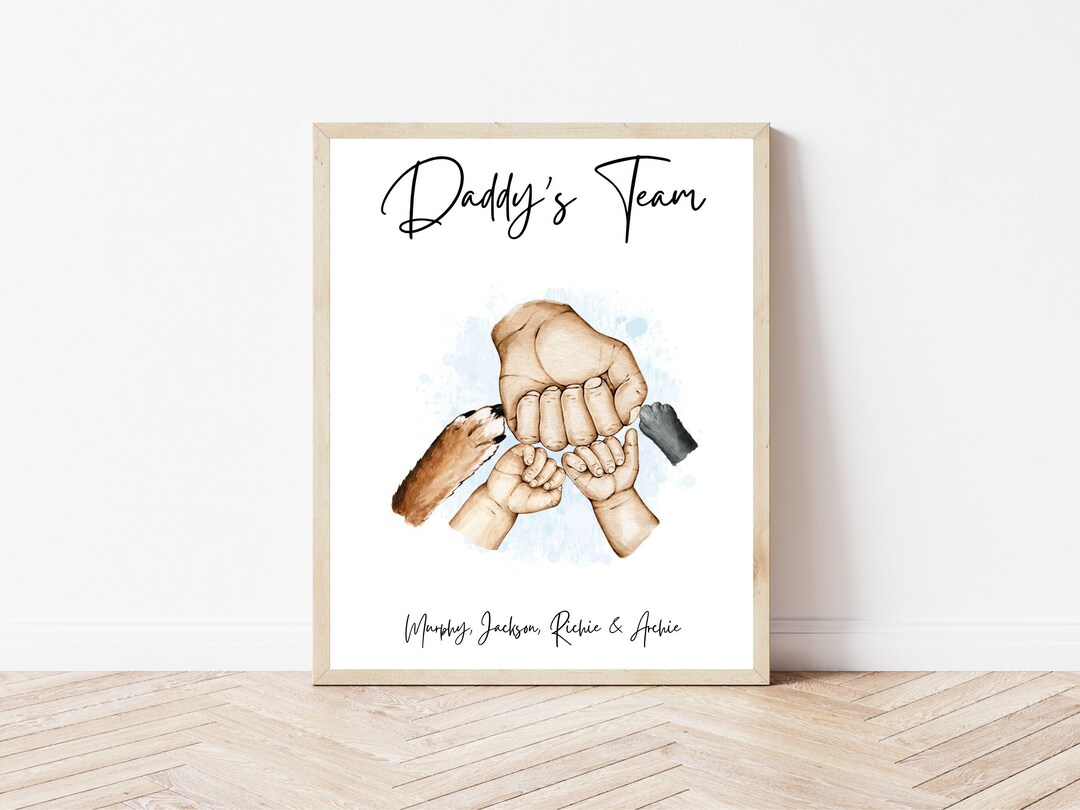 Father’s Day Fist Bump Print Dad Gift Dad Team Print Personalised Daddy ...