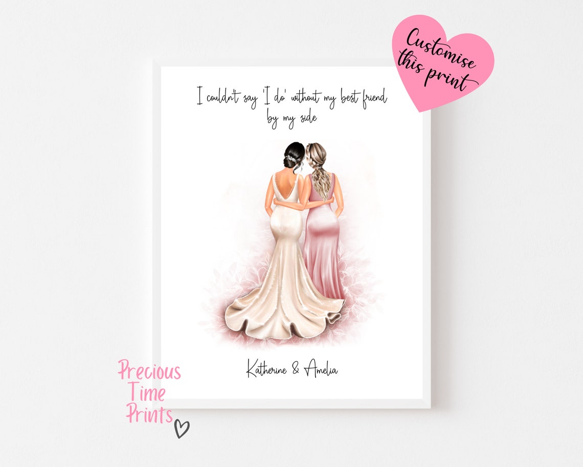 Personalised Bridesmaid Print // Bride and Bridesmaid Print - Etsy