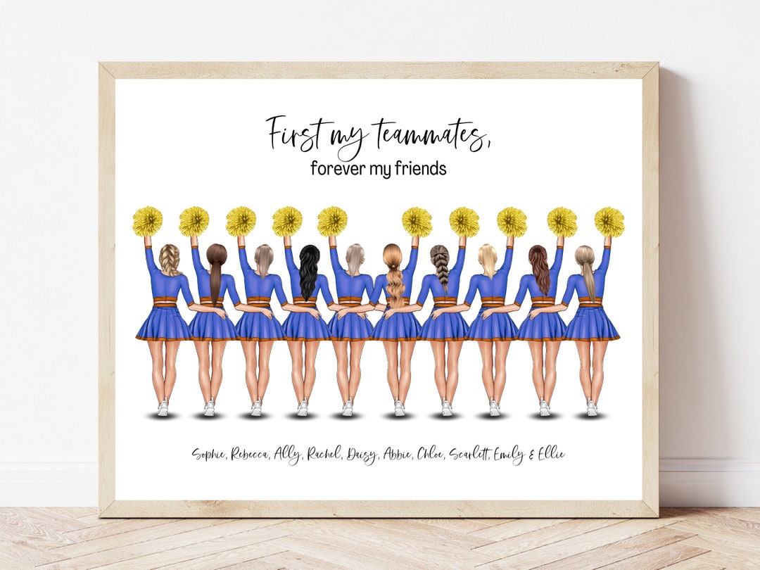 Personalised Cheerleader Print for Cheer Squad Cheerleading Gift for ...