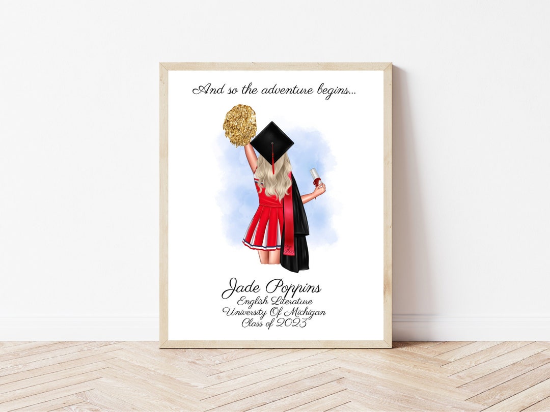 Personalized Cheerleader Graduation Print Cheerleader Custom Graduation ...