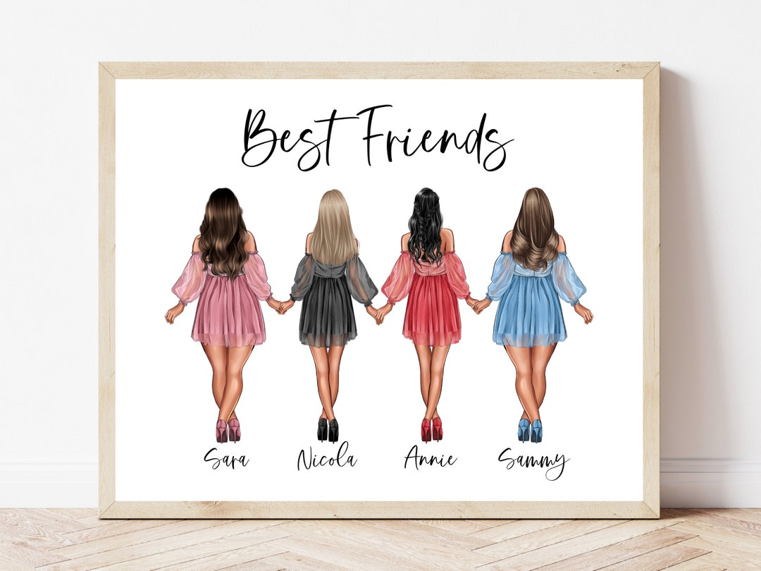 Personalised Group of Friends Print Best Friend Customised Print Group ...