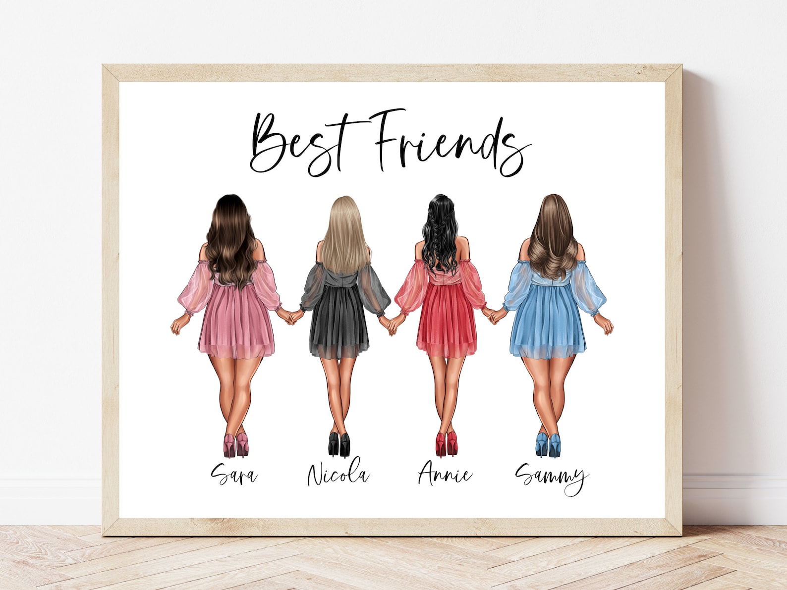 Personalised Group of Friends Print Best Friend Customised Print Group ...