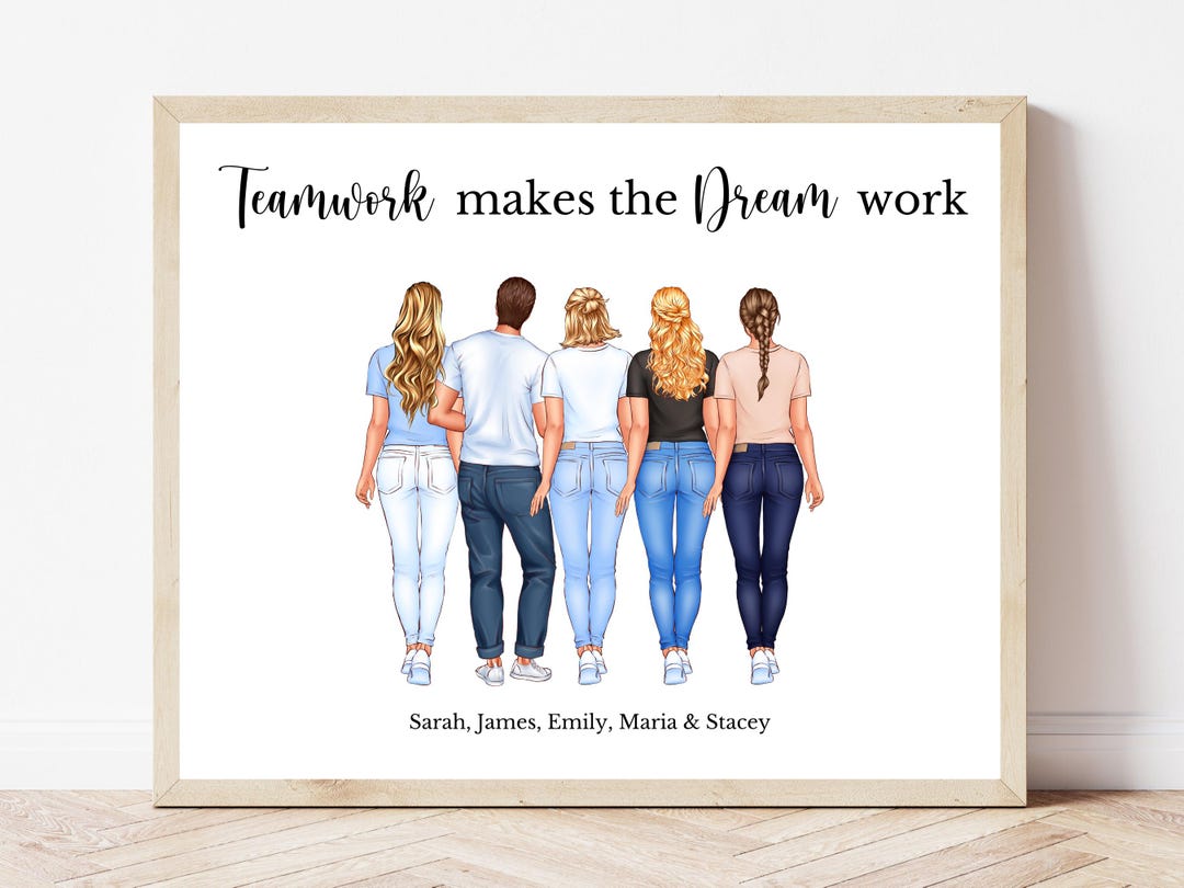 Colleague Gift Dream Team Print Custom Work Team Portrait Group ...