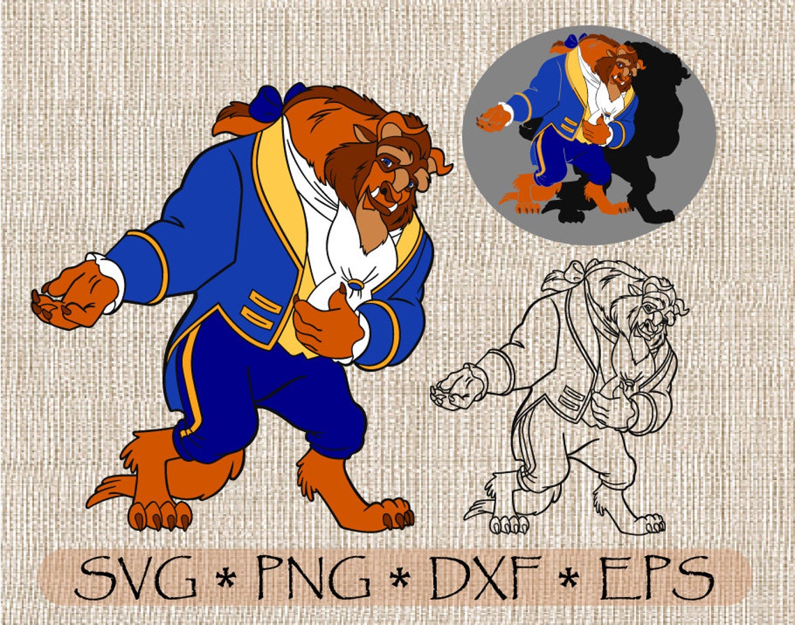 SVG PNG Beauty and the Beast Layered and Outline cut files | Etsy