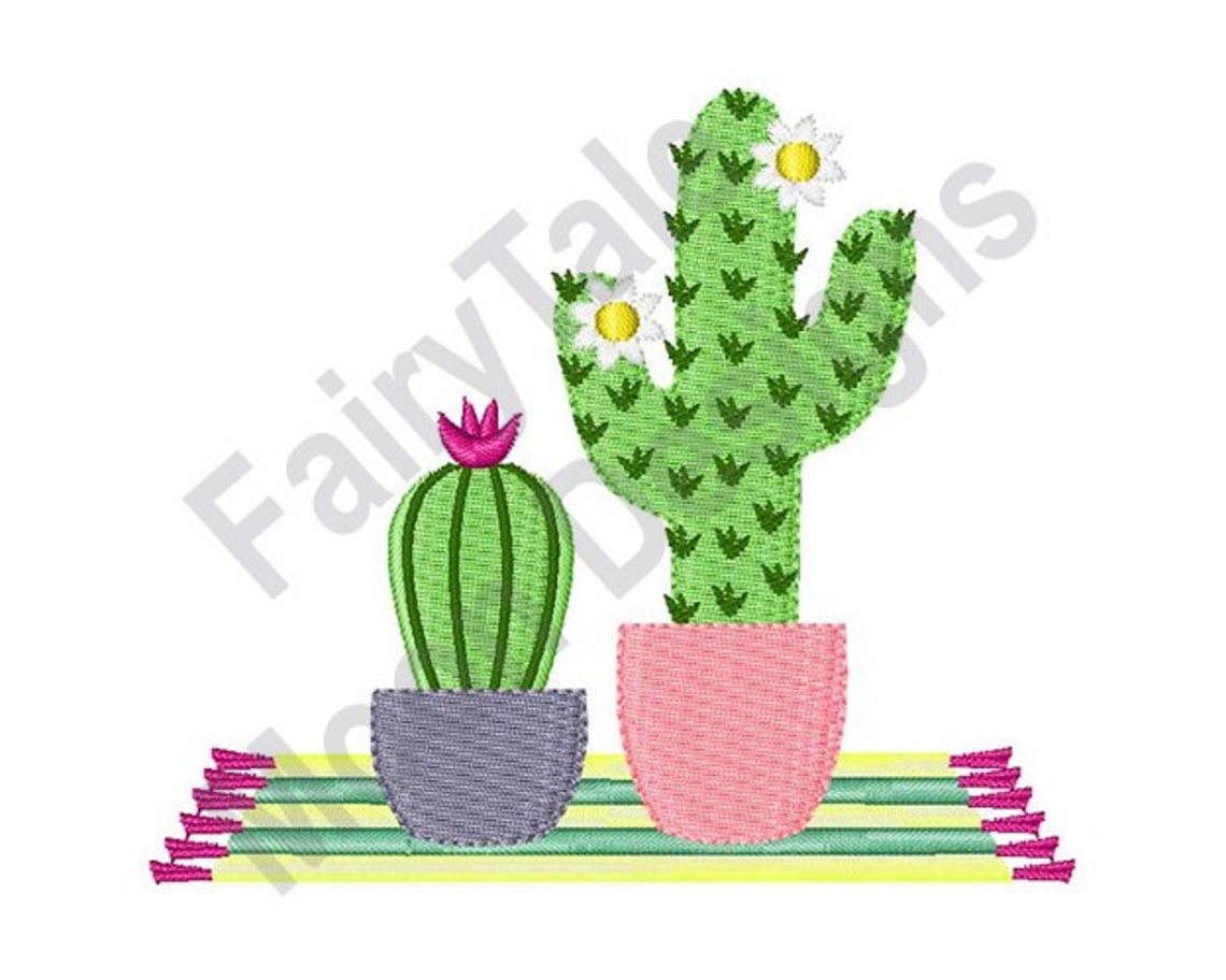 Potted Cactus Machine Embroidery Design Cactus Pots | Etsy
