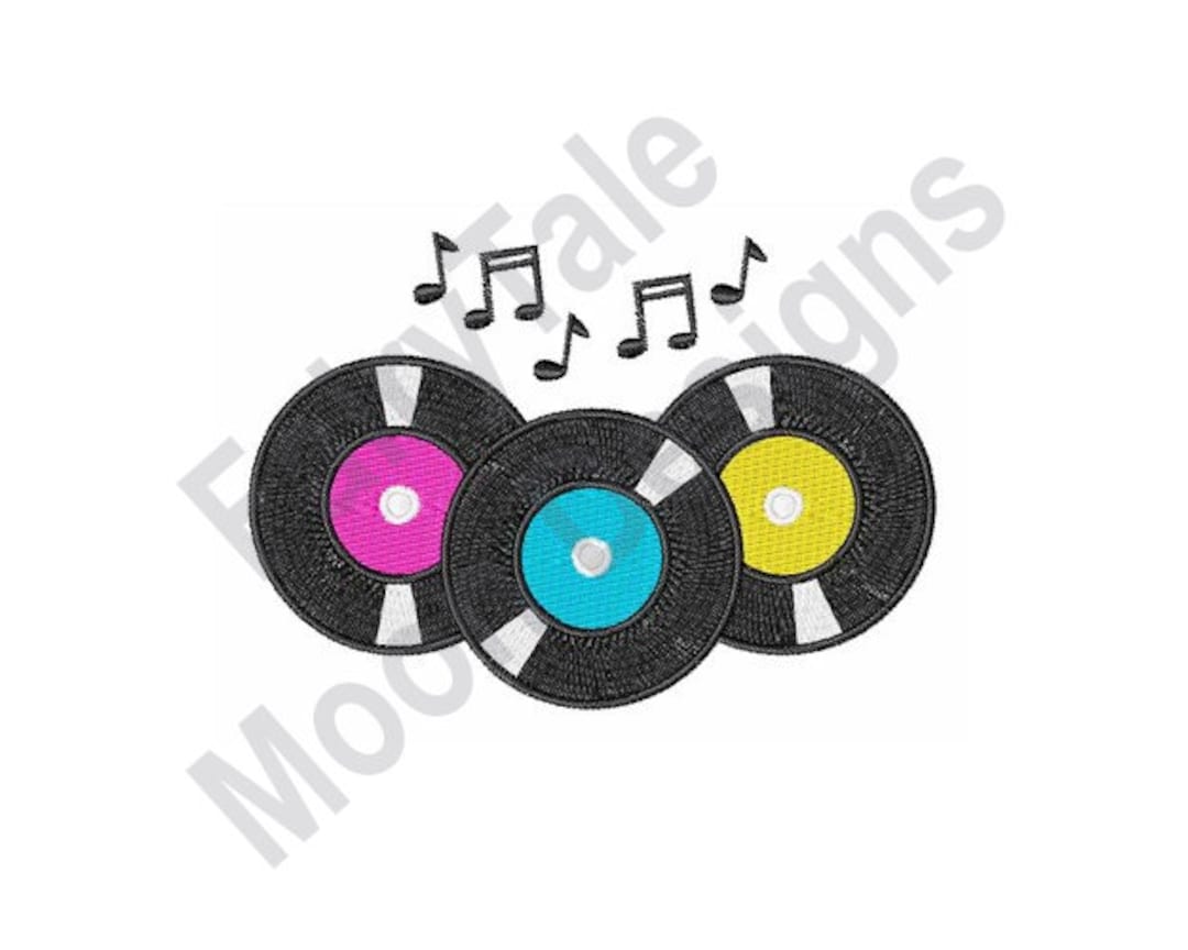 Vinyl Records - Machine Embroidery Design, 45S Records Embroidery ...