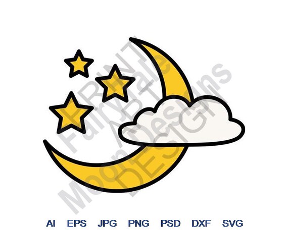 Night Sky Svg Dxf Eps Png Jpg Vector Art Clipart Cut - Etsy