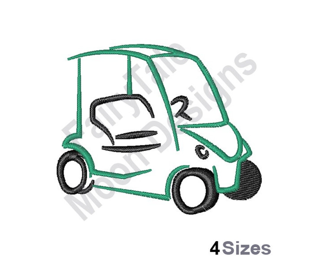 Golf Cart - Machine Embroidery Design, Golfing Cart Outline Embroidery ...