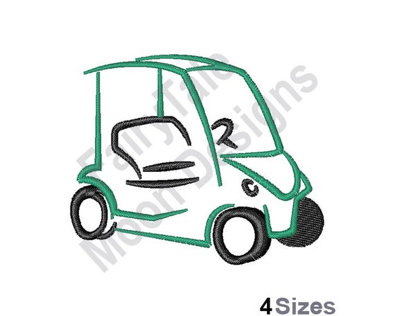 Golf Cart Machine Embroidery Design Golfing Cart Outline | Etsy
