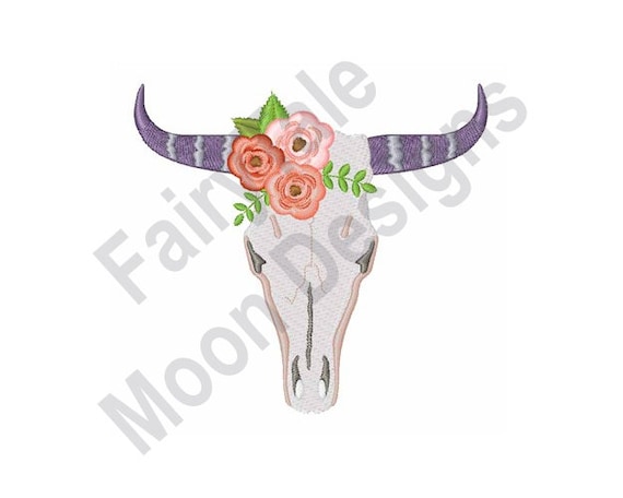 Steer Skull Machine Embroidery Design Longhorn Skull - Etsy