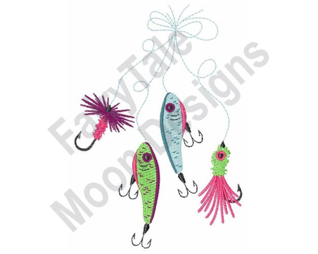 Fishing Lures - Machine Embroidery Design, Fishing Bait Embroidery ...