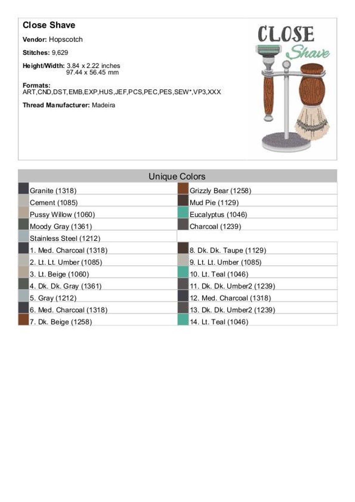Close Shave - Machine Embroidery Design, Shaving Kit Embroidery ...