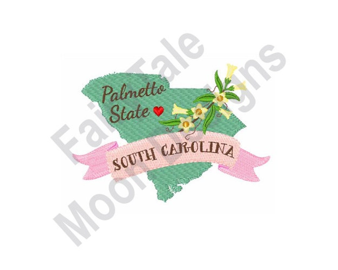 South Carolina State Map - Machine Embroidery Design, Jasmine State ...