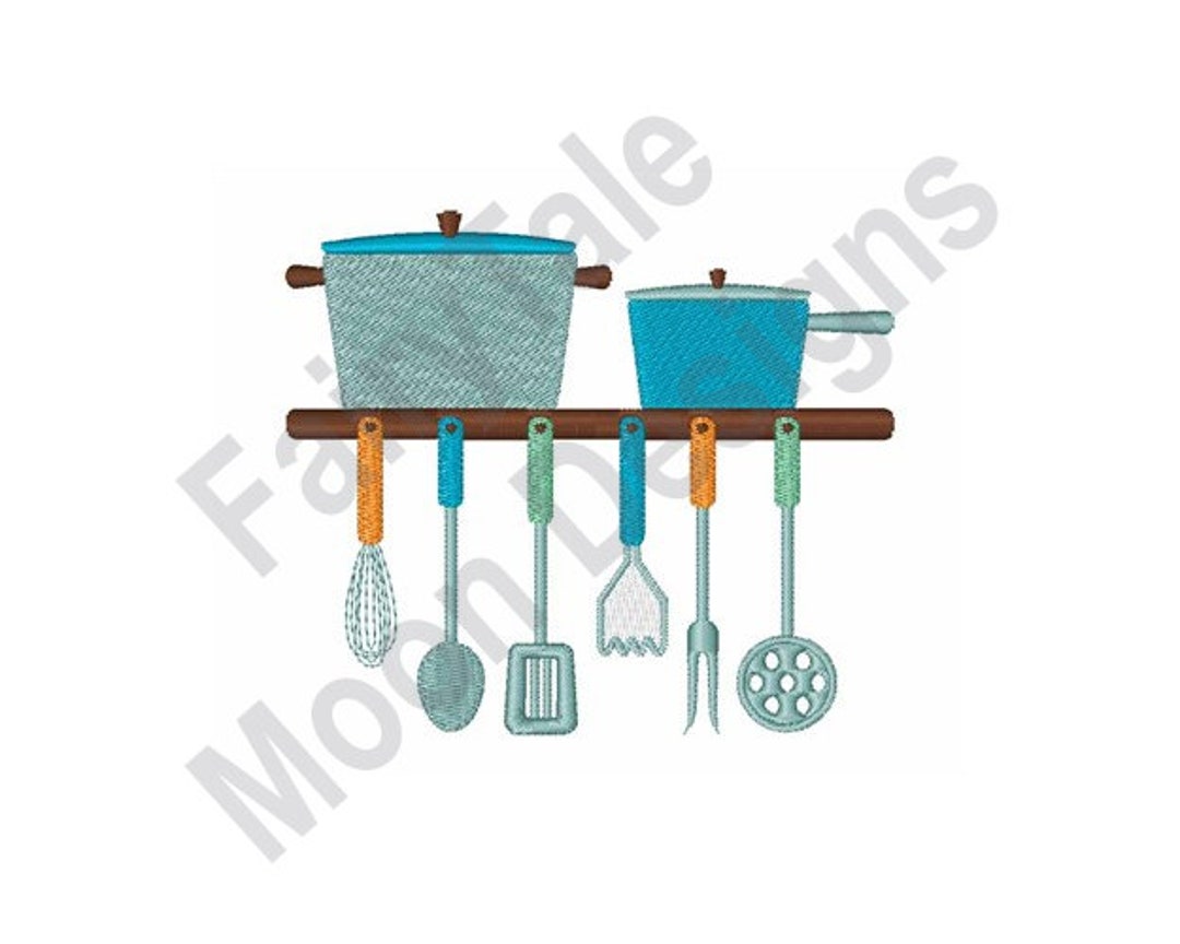 Cooking Utensils & Pots - Machine Embroidery Design, Kitchen Utensils ...