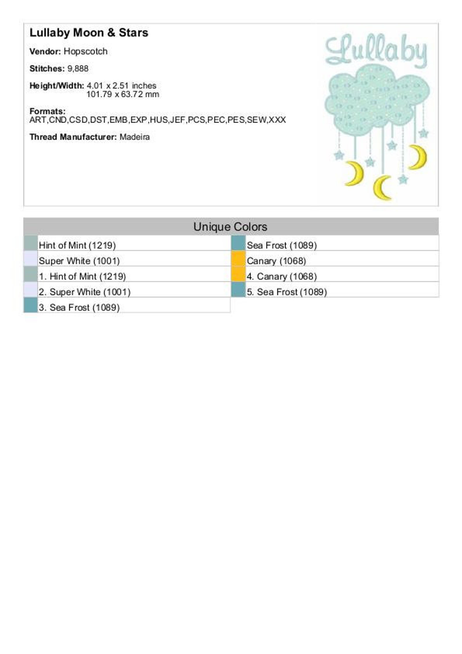 Lullaby Moon & Stars Machine Embroidery Design Cradle Song - Etsy