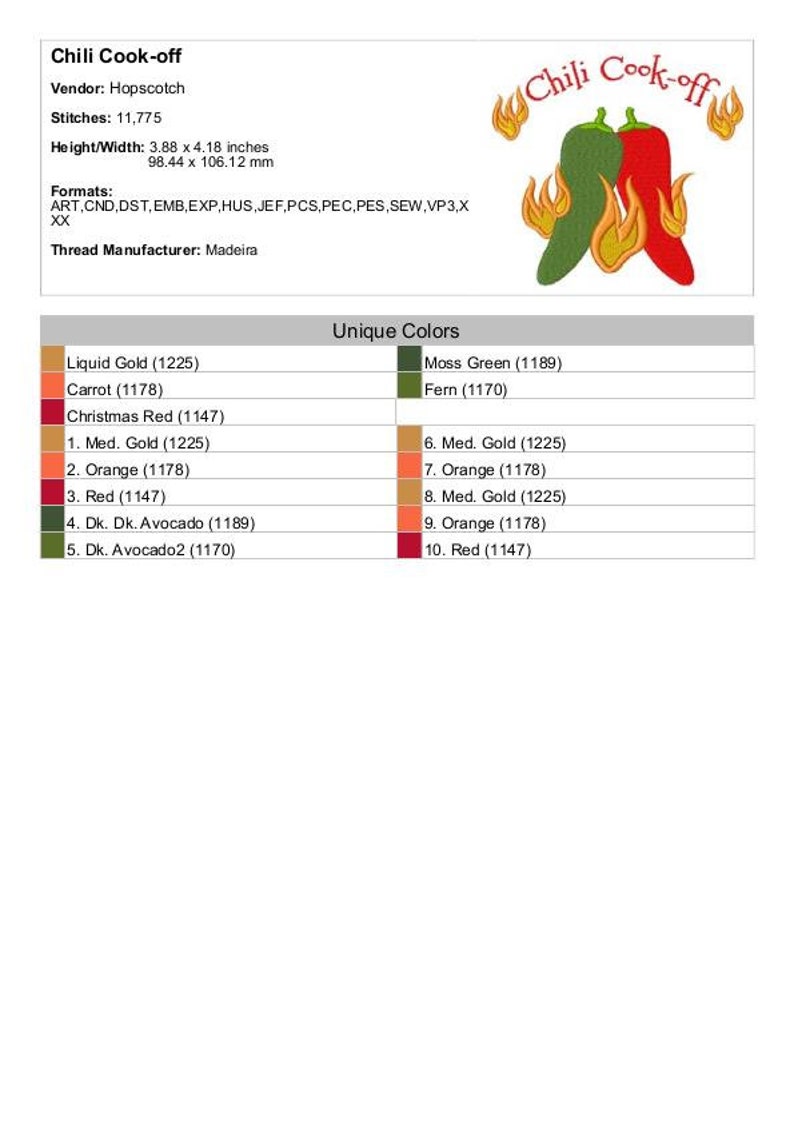 Chili Cook-off - Machine Embroidery Design - Etsy