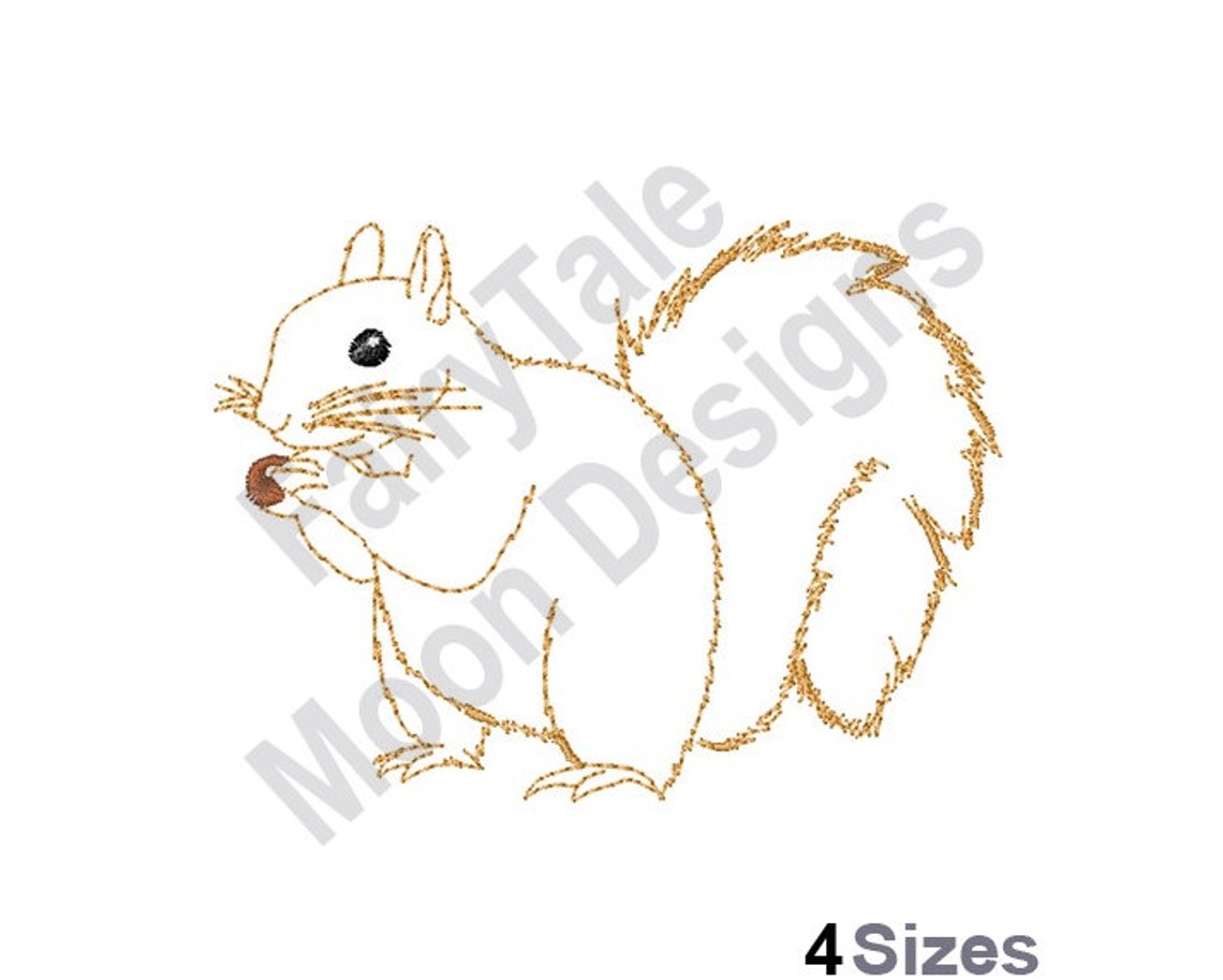 Squirrel - Machine Embroidery Design, Squirrel Outline Embroidery ...