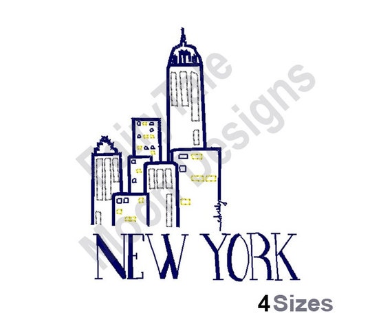 New York Machine Embroidery Design New York City Skyline | Etsy