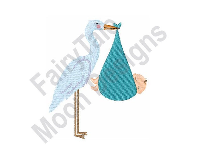 Stork With Baby Bundle Machine Embroidery Design Baby - Etsy