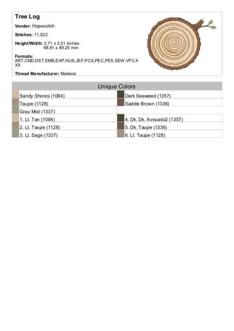 Tree Log - Machine Embroidery Design, Tree Log Slice Embroidery Pattern ...