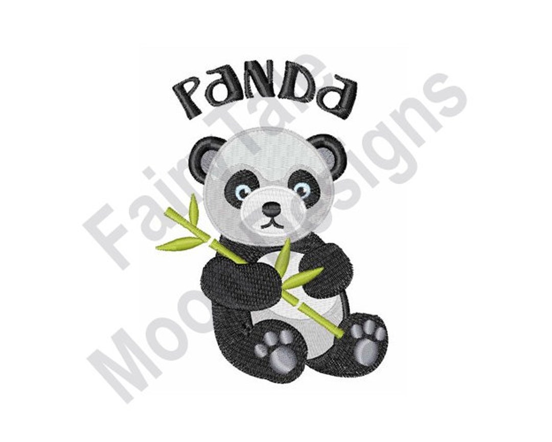 Giant Panda - Machine Embroidery Design, Panda Bear With Bamboo ...