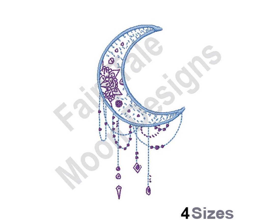 Crescent Moon - Machine Embroidery Design, Moon Outline Embroidery ...