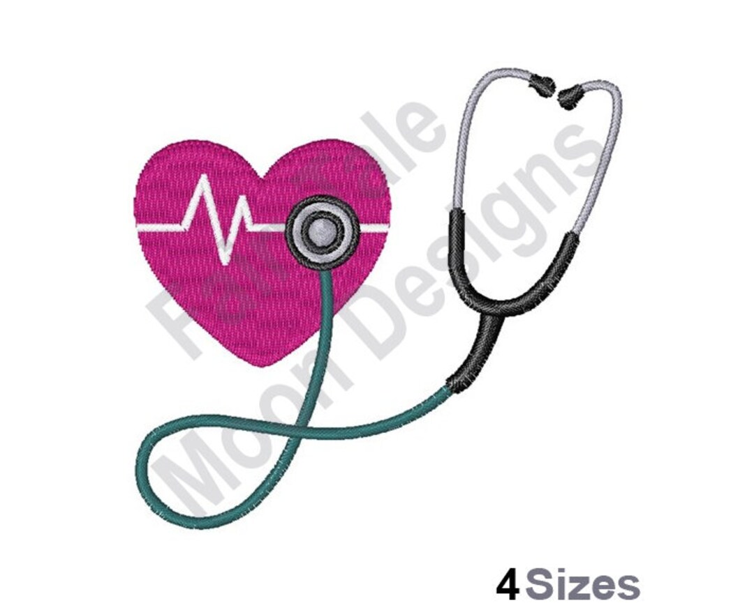 Heart Stethoscope Machine Embroidery Design, Medical Instrument ...