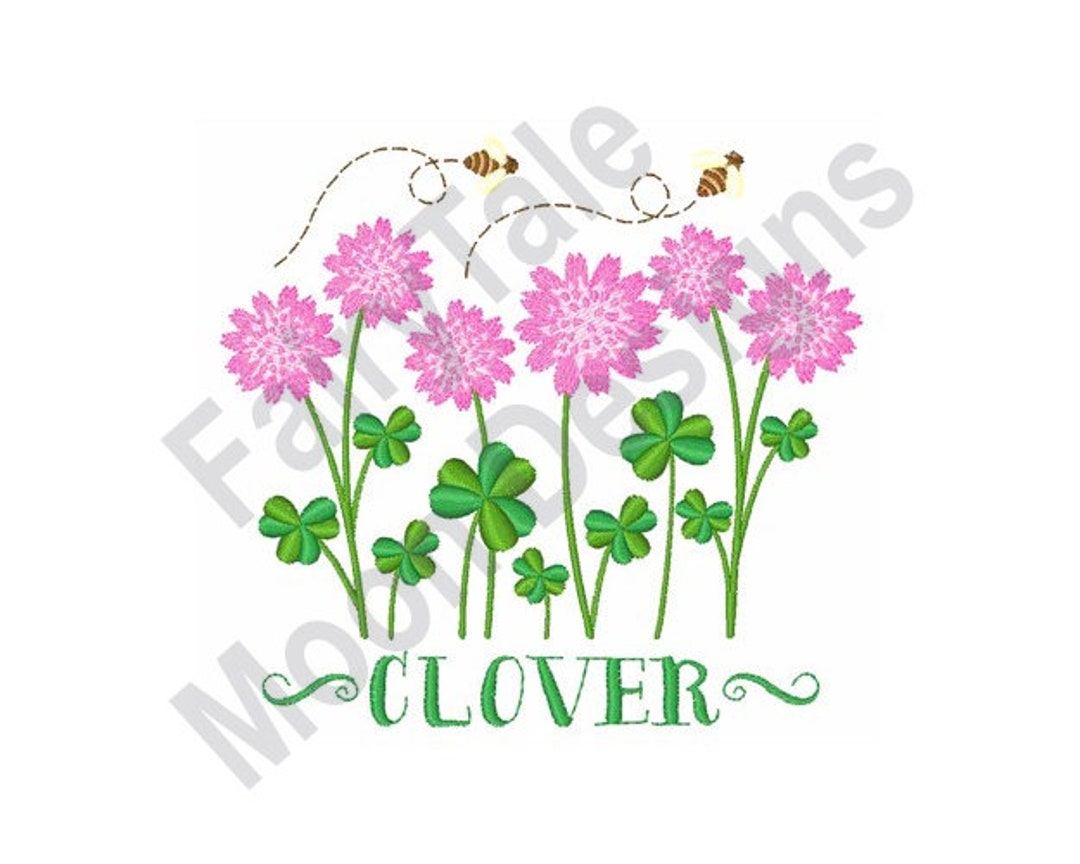 Blooming Clover Machine Embroidery Design, Flowering Clover Field ...