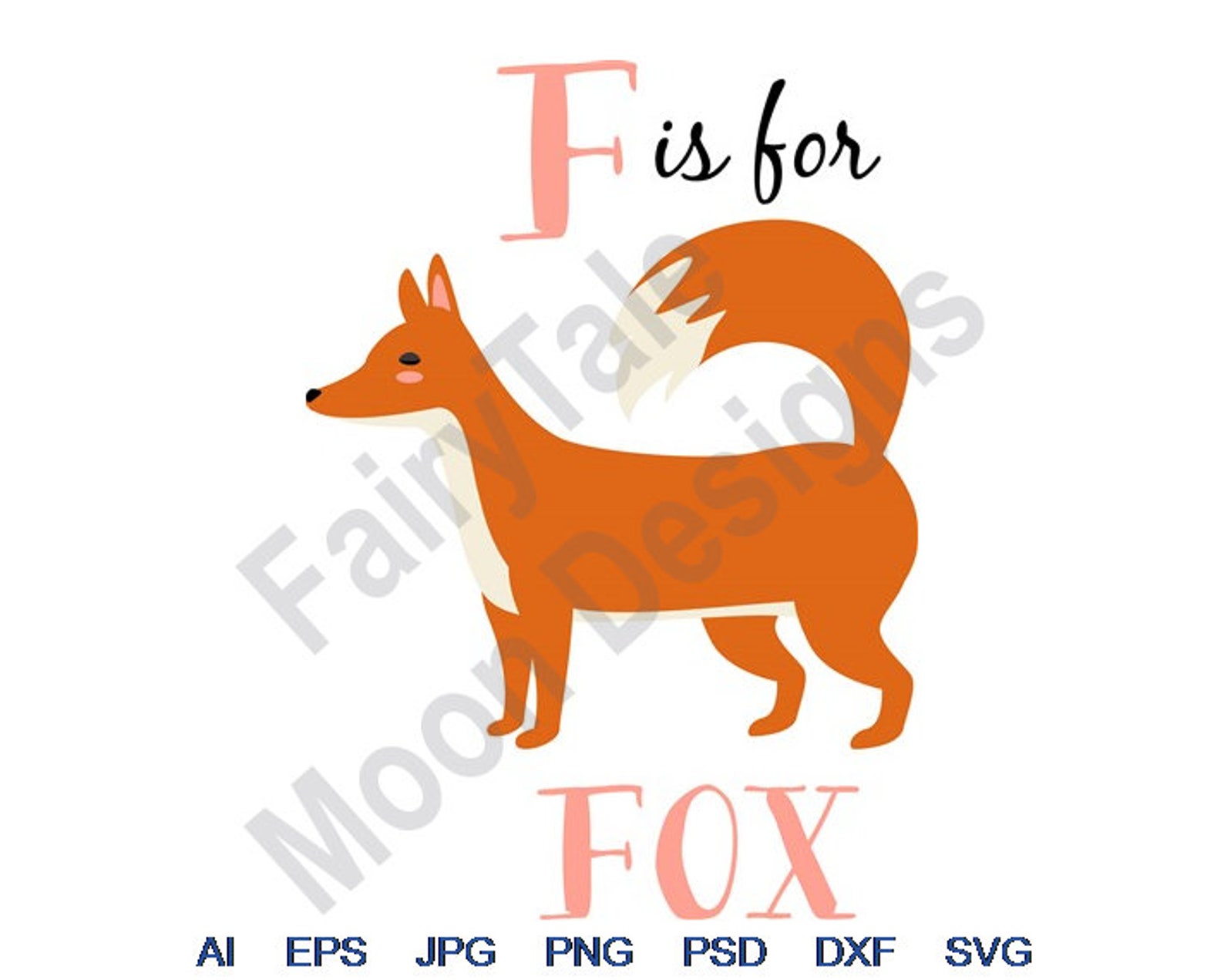 F For Fox Svg Dxf Eps Png Jpg Vector Art Clipart Cut | Etsy