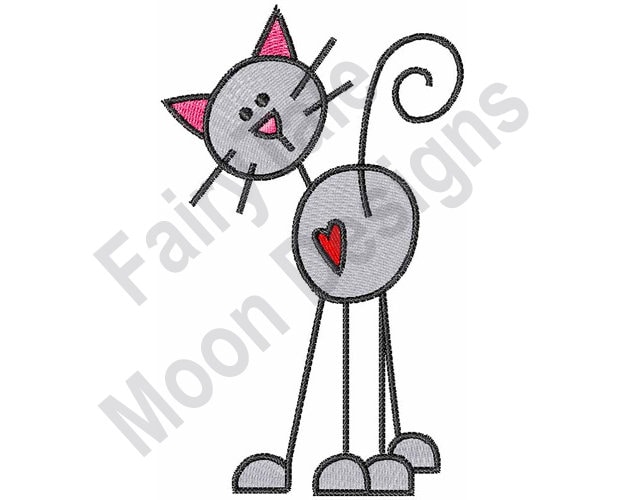 Stick Cat Machine Embroidery Design Stick Figure Cat - Etsy UK