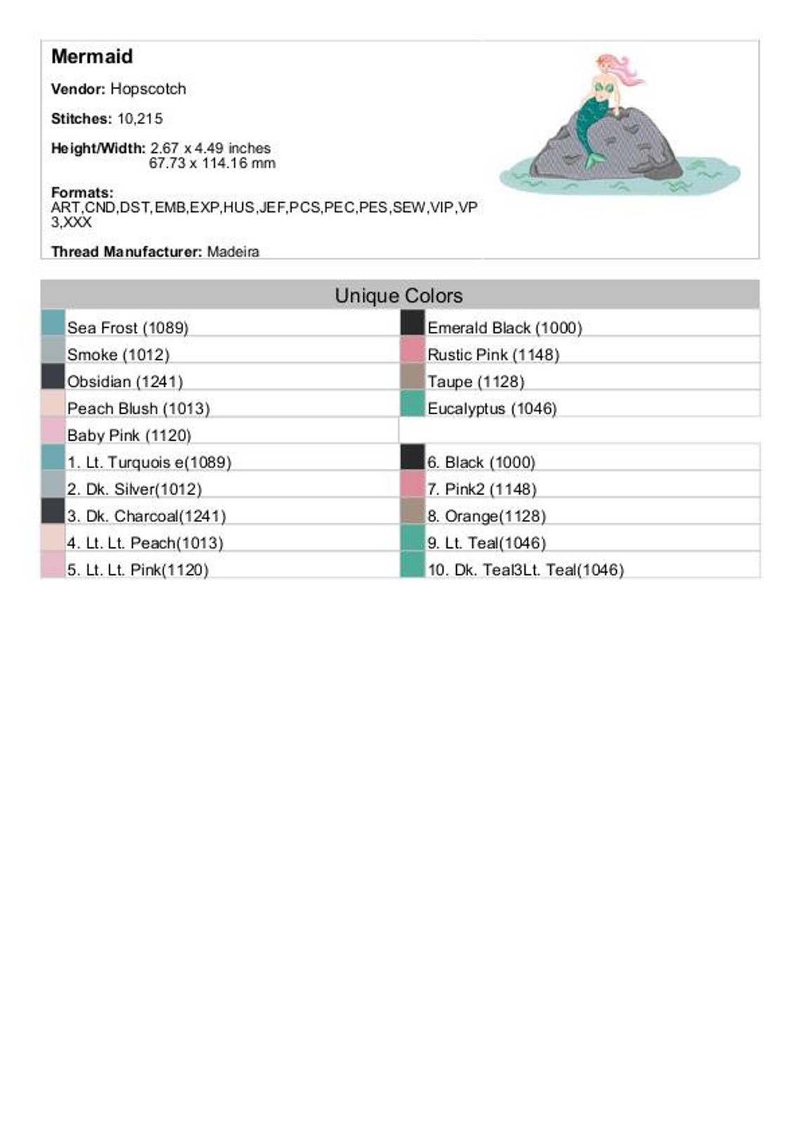 Mermaid Machine Embroidery Design Sea Mermaid Embroidery | Etsy