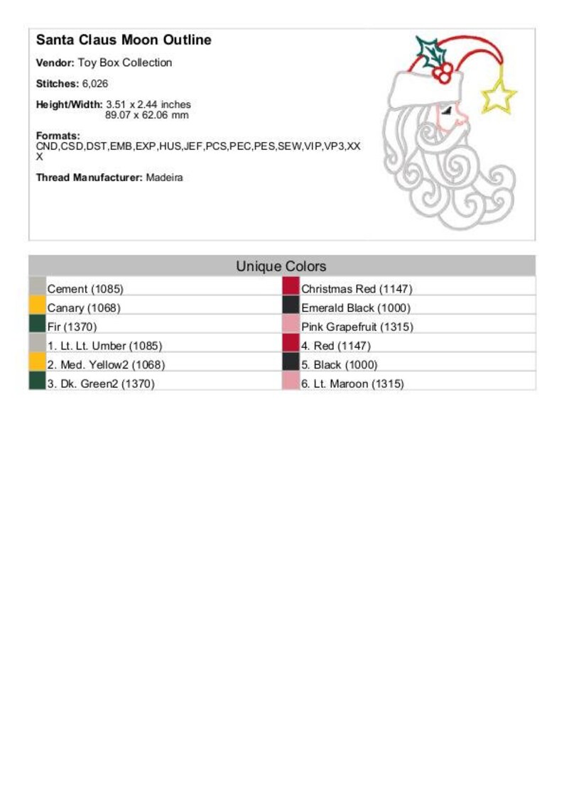 Santa Claus Moon Outline Machine Embroidery Design Moon - Etsy