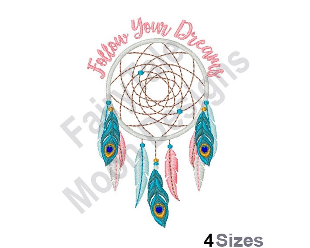 Follow Your Dreams - Machine Embroidery Design, Peacock Feathers ...
