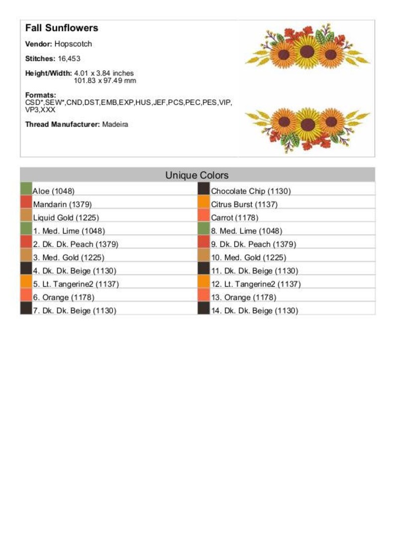 Fall Sunflowers Machine Embroidery Design Sunflowers Split - Etsy
