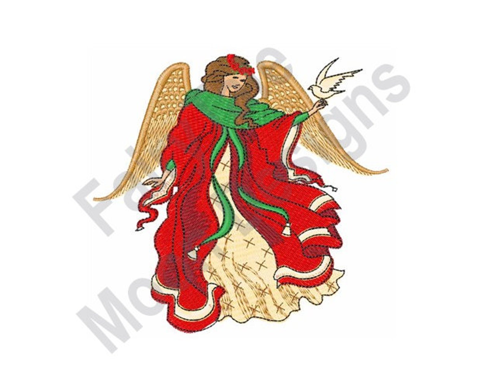 Christmas Angel - Machine Embroidery Design, Angel With Dove Embroidery ...