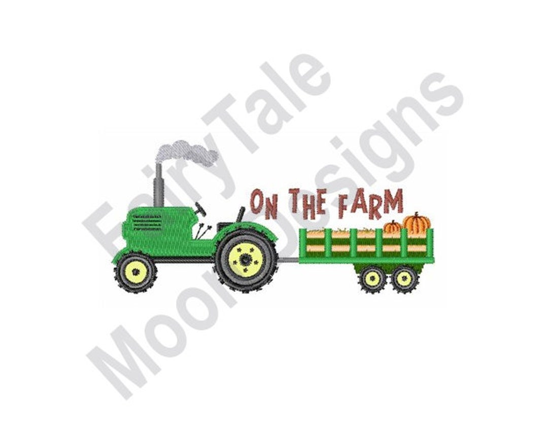 On the Farm - Machine Embroidery Design, Farm Tractor With Wagon ...