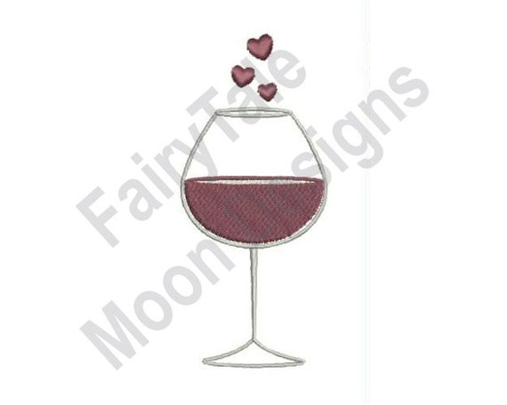 I Love Red Wine Machine Embroidery Design Red Wine Glass | Etsy