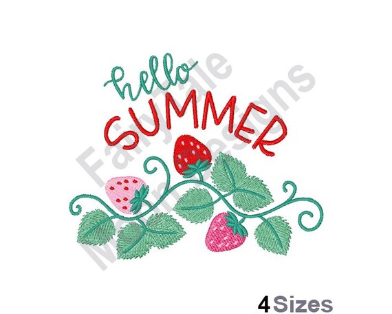 Hello Summer Strawberry Border Machine Embroidery Design - Etsy