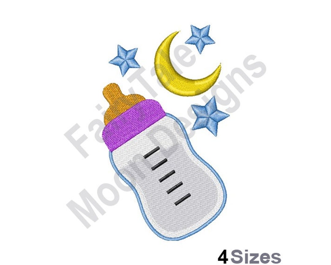Nighttime Baby Bottle - Machine Embroidery Design, Feeding Milk Bottle ...