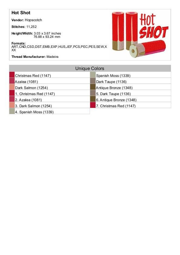 Hot Shot Machine Embroidery Design Shotgun Shells Design | Etsy