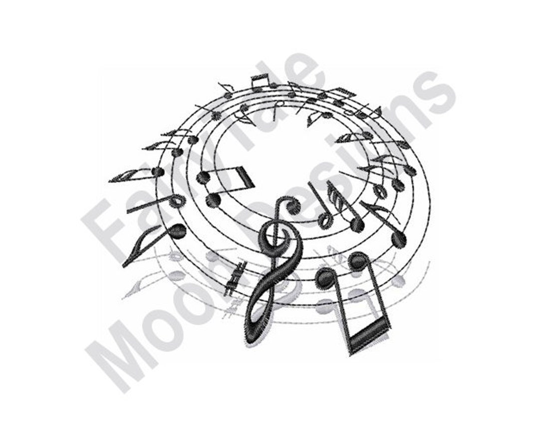Music Notes Circle Machine Embroidery Design, Musical Notes in Circle ...