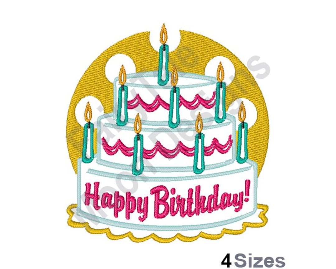 Happy Birthday Cake - Machine Embroidery Design, Birthday Cake Candles ...