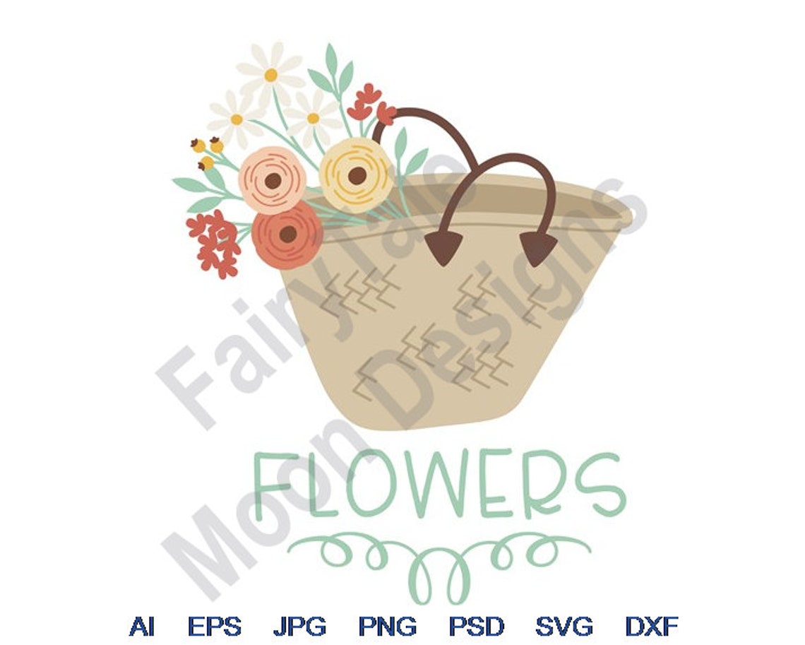 Flowers Bag Svg Dxf Eps Png Jpg Vector Art Clipart - Etsy